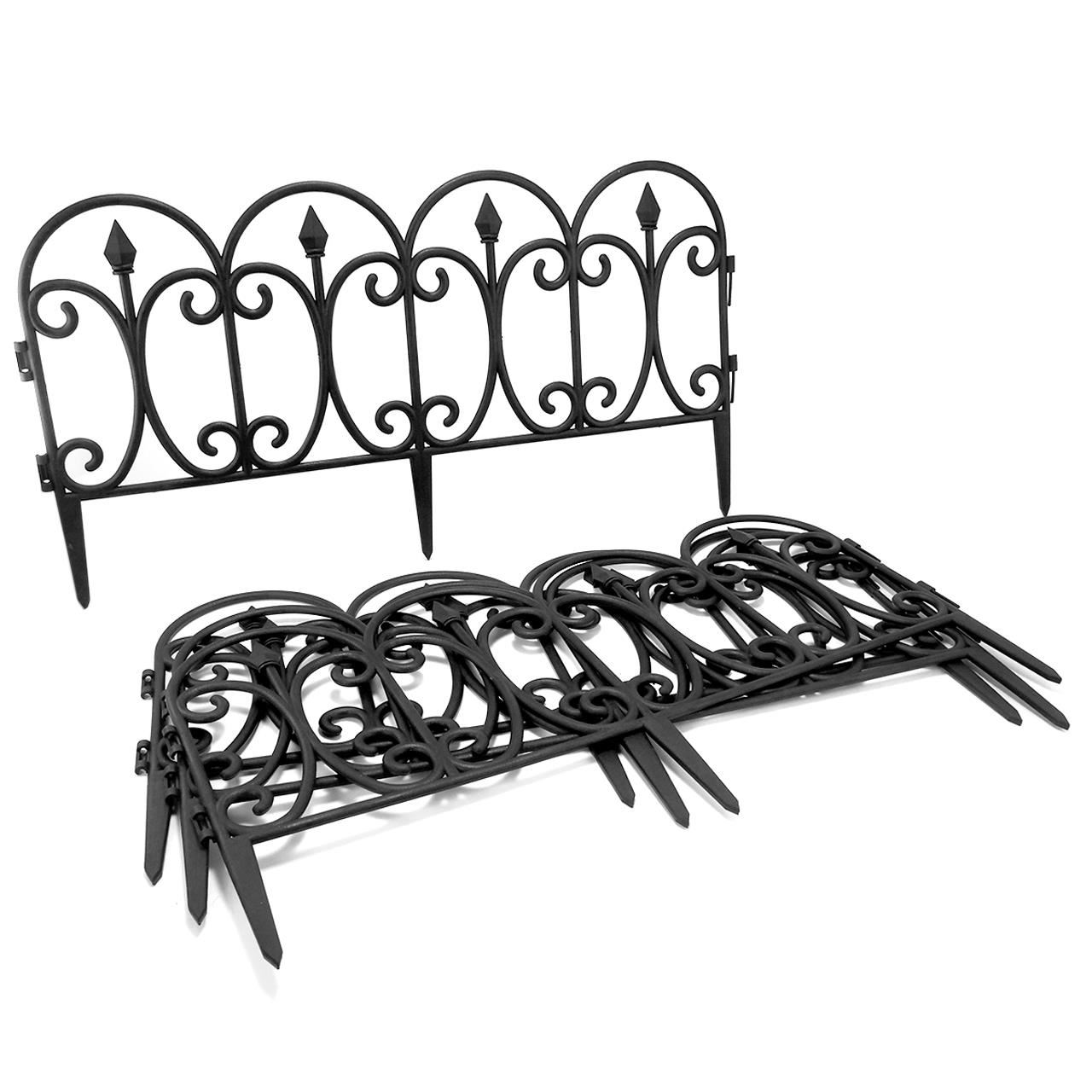 Gard de gradina decorativ, plastic negru flexibil, set 4 buc, 60x33 cm ...