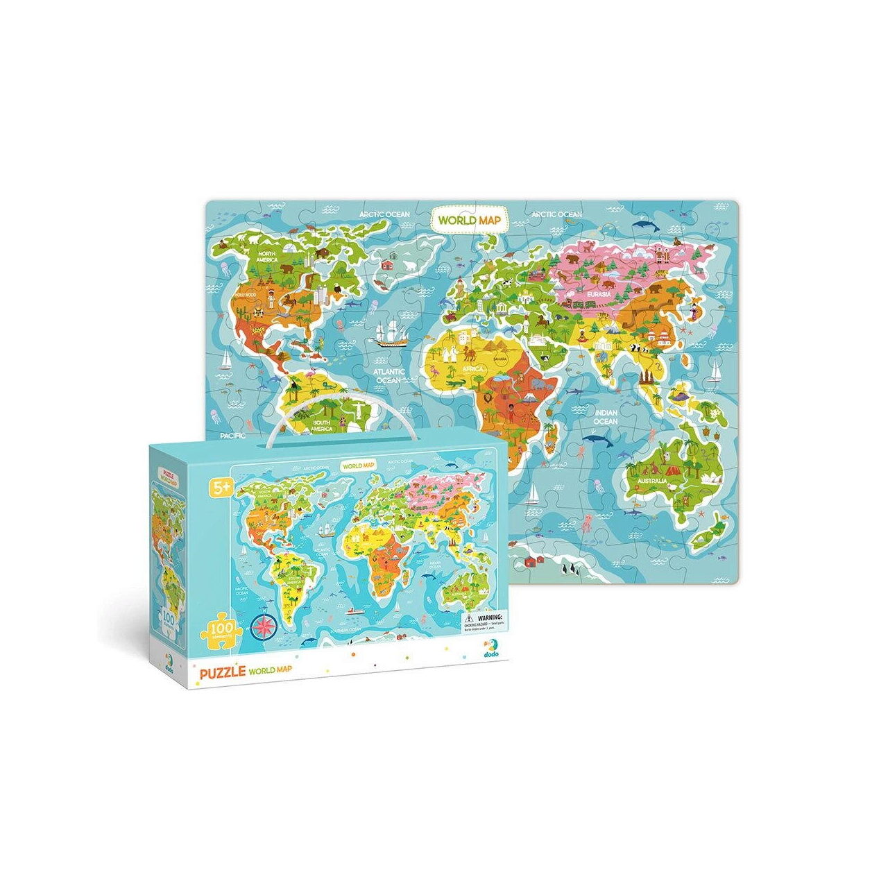 Puzzle - Continentele lumii (100 piese) - Artool.ro