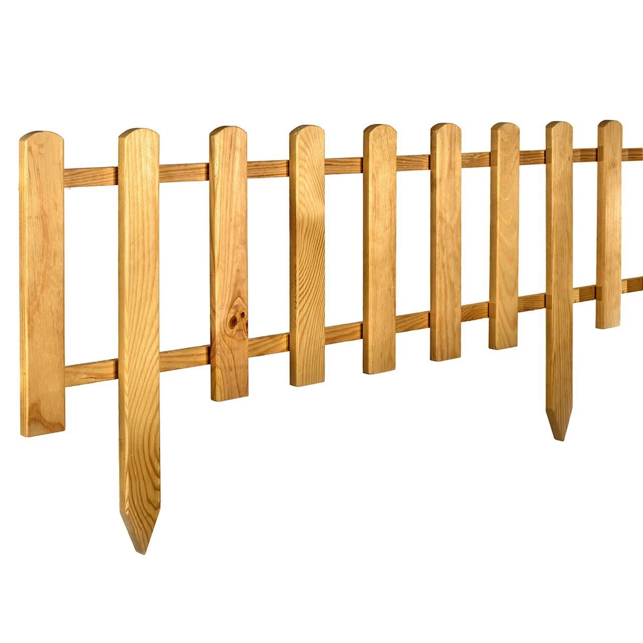 Gard de gradina decorativ, din lemn distantat, natur, 104x30 cm - Artool.ro