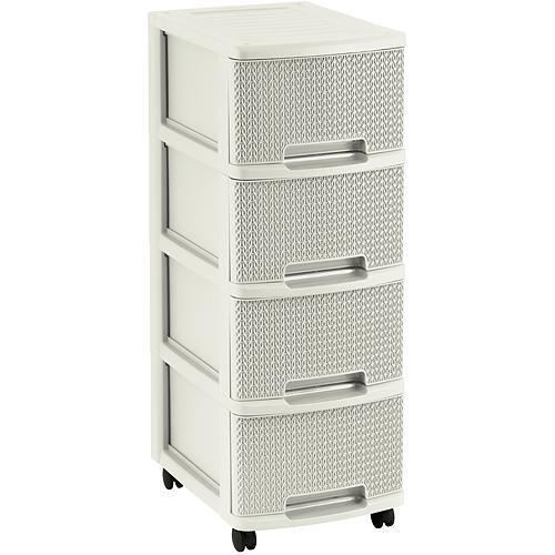 Dulap din plastic cu 4 sertare 10 L, 26x35x68 cm, alb, CURVER - Artool.ro