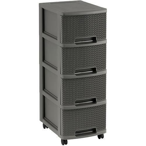 Dulap de plastic cu 4 sertare, 10 L, 26x35x68 cm, maro, Curver - Artool.ro