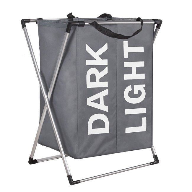 Cos rufe, 2 compartimente, textil, gri, 120 L, 61x39x64 cm, Springos ...