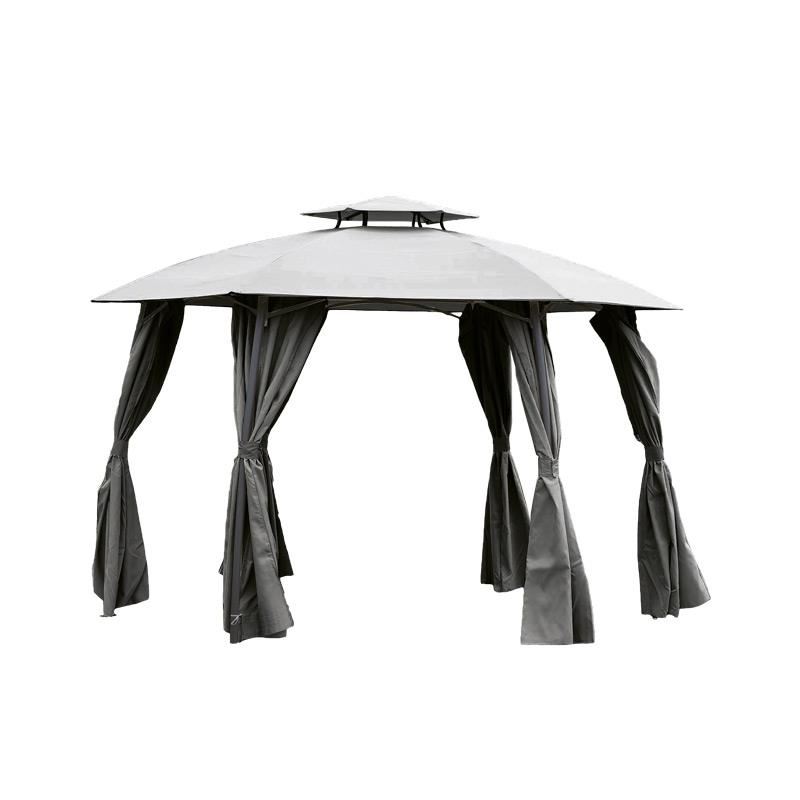 Pavilion pentru gradina/terasa, cadru metalic, rotund, cu perdele ...