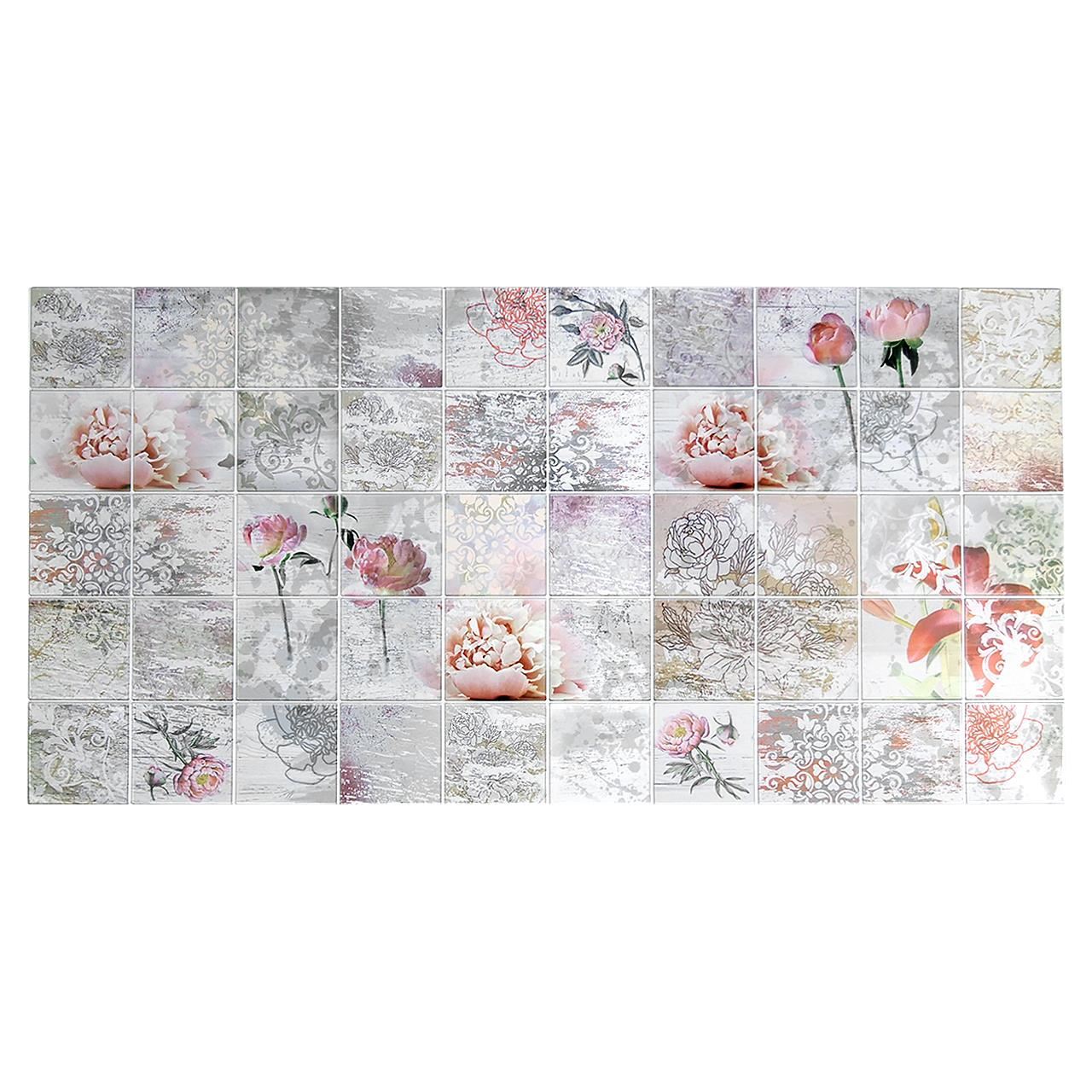 Panou decorativ, PVC, model floral, roz si bej, 96x48.5 cm - Artool.ro
