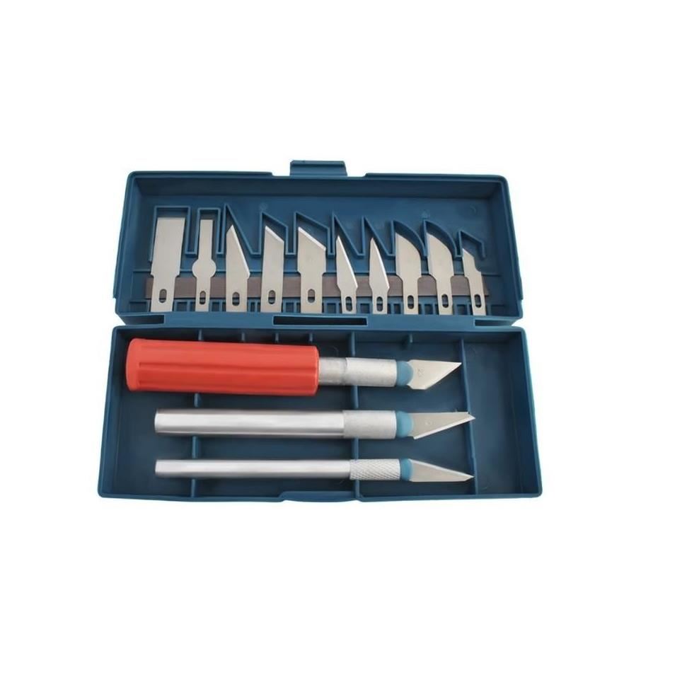 Set cutit/cutter de precizie, tip bisturiu, 16 buc, cu trusa - Artool.ro