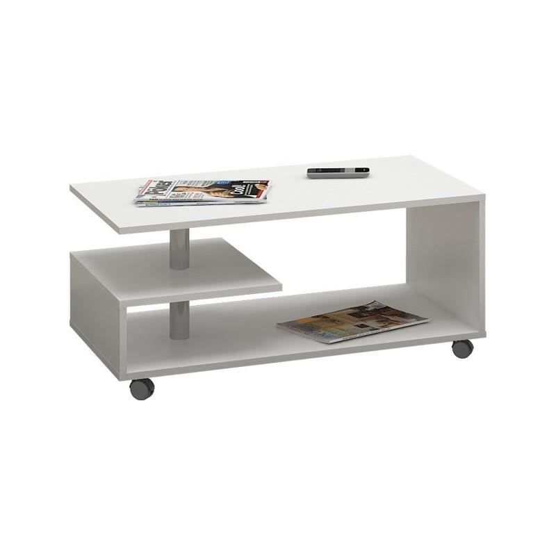 Masa de cafea, placa laminata, pe roti, alb, 90x51x40 cm, Vini - Artool.ro